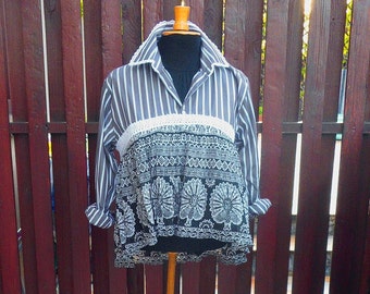 medium Large upcycled tunic / romantic Boho clothing