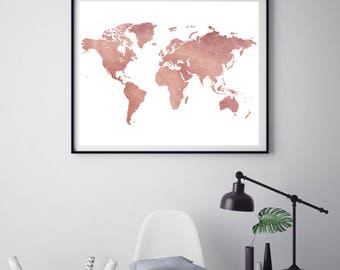 Rose gold map | Etsy