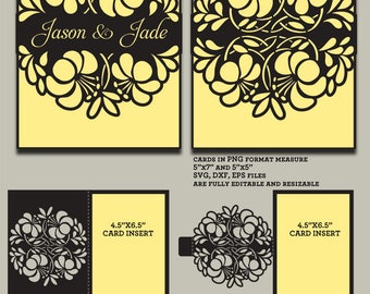 5 Scroll Lace Card / Envelope Templates Digital Cut SVG DXF