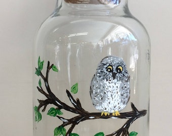Painted glass jar | Etsy