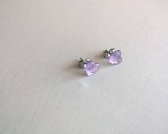 Purple Heart Earrings Valentine's Earrings Faux Purple