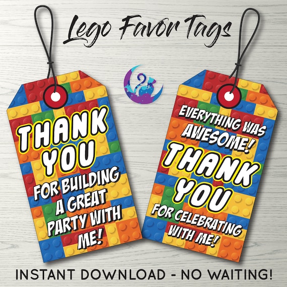 Lego Favor Tags Lego Thank You Tags Lego Party Decoration