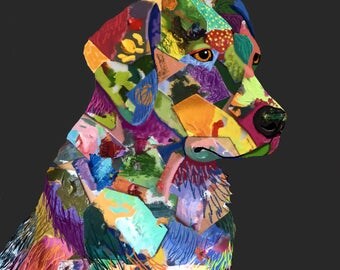 Colorful dog art | Etsy
