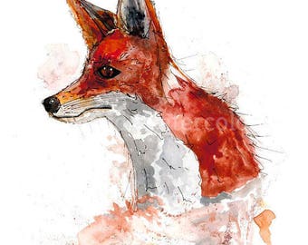 Proud Fox Watercolor Fine Art Print modern wild animal art