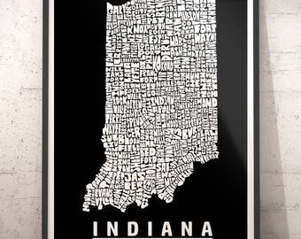 Indiana map | Etsy