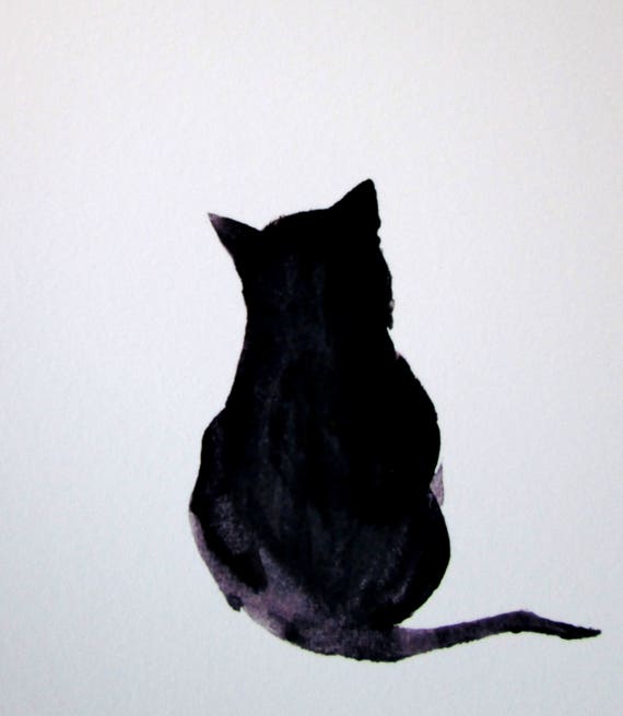 Ink Minimalist Painting Ink Cat Painting Fine Art Print