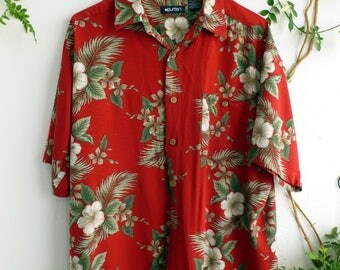 Red hawaiian shirt | Etsy