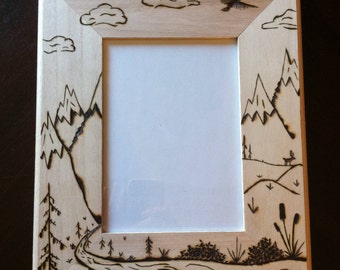 Wood burned frame | Etsy