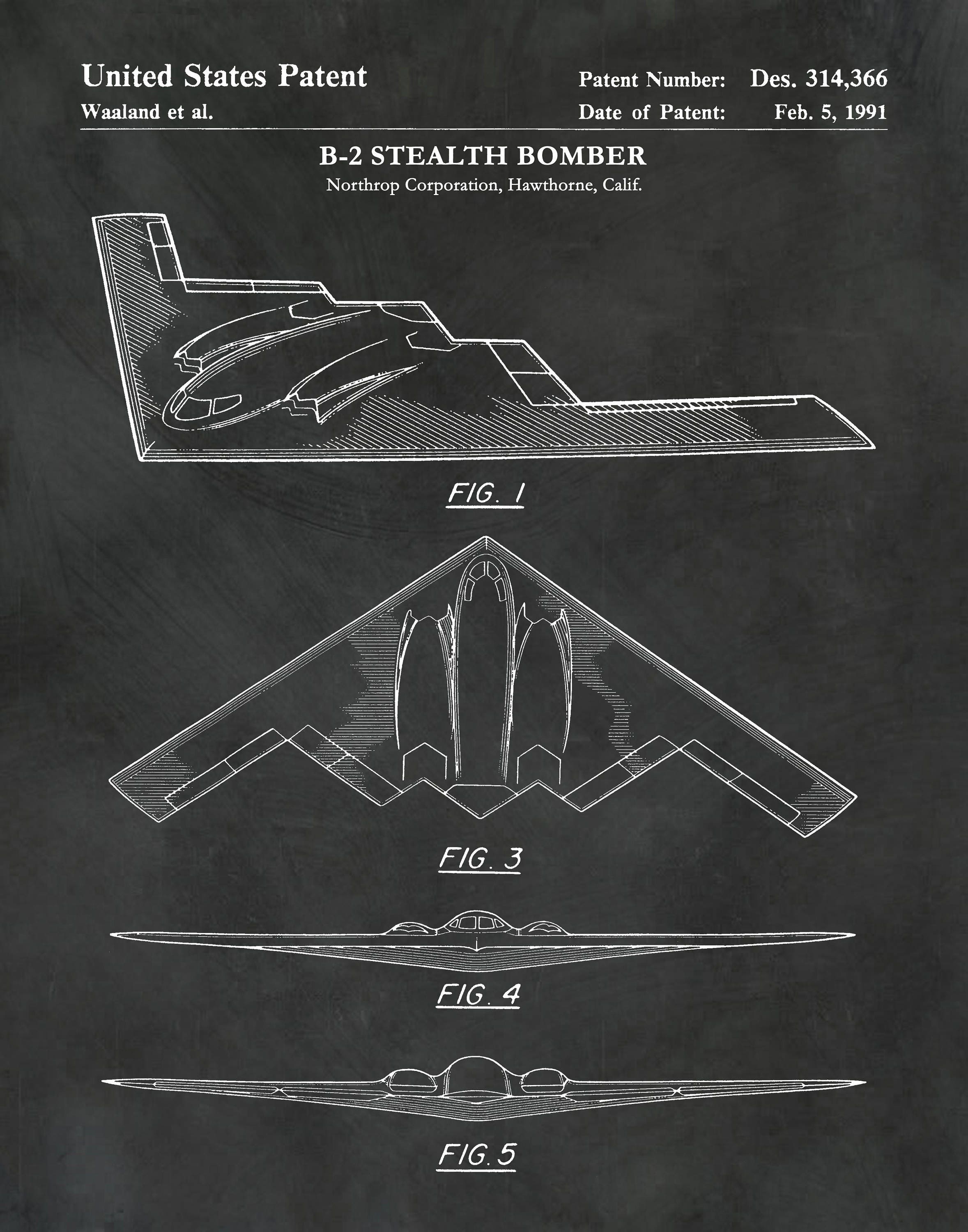Patent 1991 B-2 Stealth Bomber Northrop Grumman Patent Print - Wall Art ...