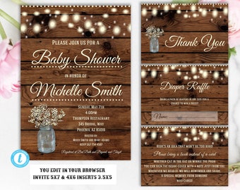 Rustic Baby Shower Invitation Template Girl Baby Shower Invite
