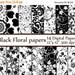 Black Floral Digital Paper: FLORAL PAPERS Black