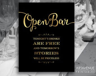 Open bar quote sign | Etsy