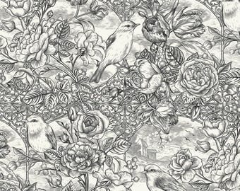 Black toile fabric | Etsy