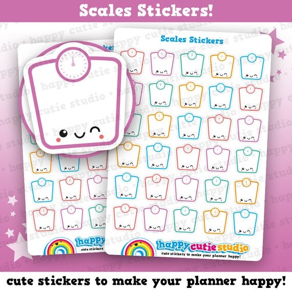 30 Cute Scales Weight Tracker Planner Stickers Filofax
