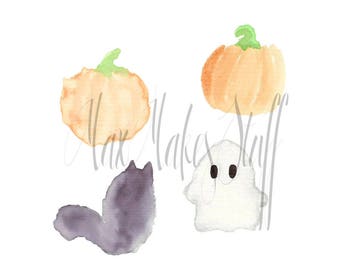Halloween watercolor | Etsy