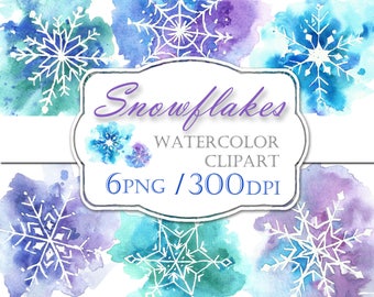 Snowflake Watercolor Painting Christmas Cards Set of 10