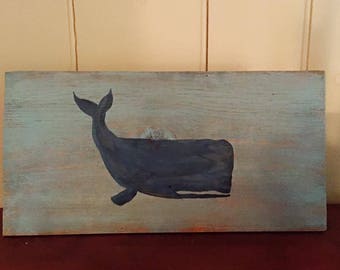 Daily Home Decorations: Whale Sign Beach House Decor Original Blue One ...