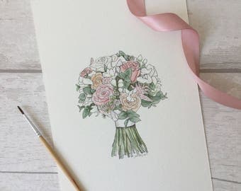 Bouquet drawing | Etsy