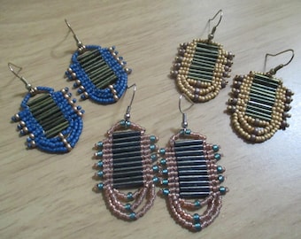 Bugle bead earrings | Etsy