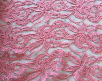 Pink lace fabric | Etsy