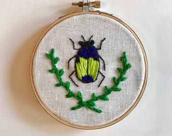 Beetle embroidery | Etsy