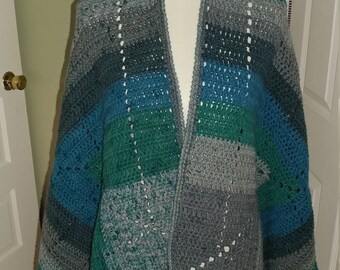 PDF Crochet Pattern Indian Summer Ruana Wrap Shawl