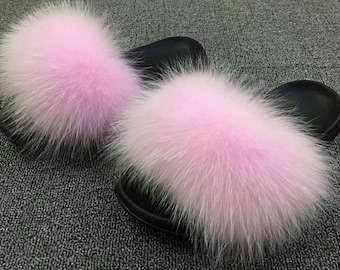 Fur slides | Etsy