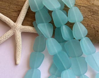 Blue sea glass beads | Etsy