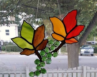 Leaf stained glass | Etsy