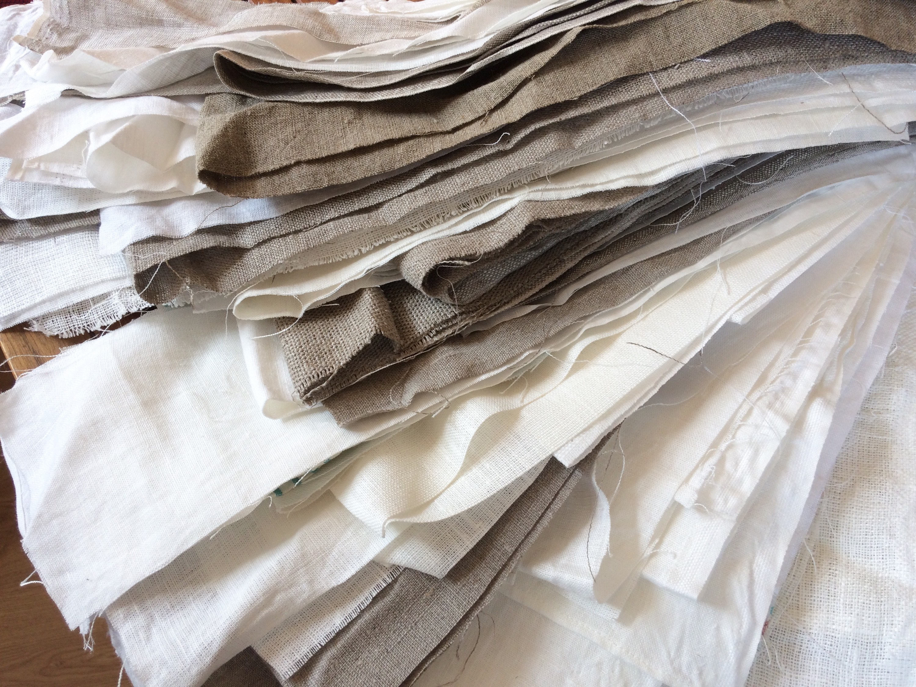 Linen fabric strip pack rustic prewashed natural gray ivory