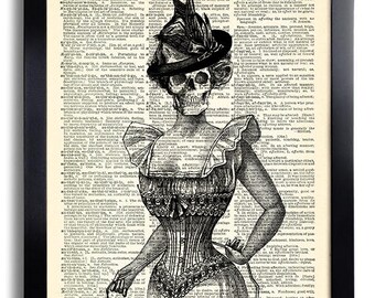 Skeleton Love Heart Love Bones Skull Art Print Poster Art