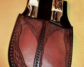 Double knife sheath | Etsy
