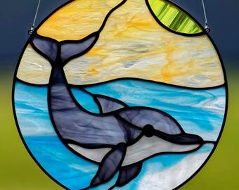 Stain glass dolphin | Etsy