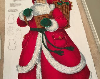 Vintage santa fabric | Etsy