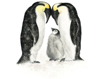 Penguin art | Etsy