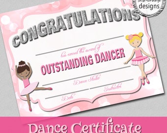 Dance certificate | Etsy