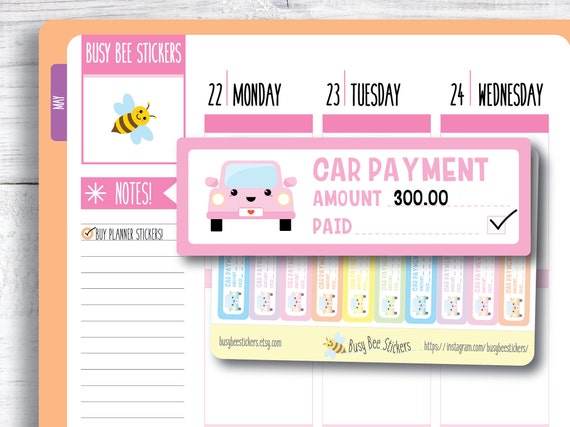 Car Payment Tracker Planner Stickers Bill Payment Stickers