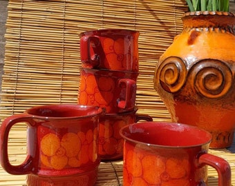 Orange tea cup set | Etsy