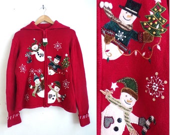 Red green sweater | Etsy