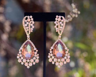 Rose peach earrings | Etsy