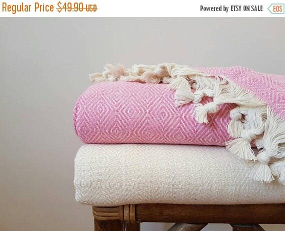 Pink Coverlet Blanket in Pink Diamond Ornaments Cozy Bed