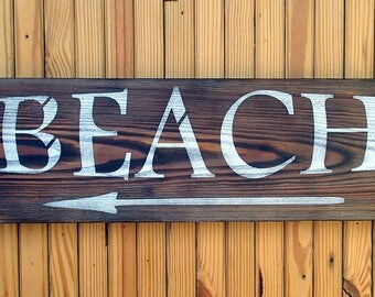 Wooden beach signs | Etsy