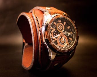 Leather cuff watch | Etsy