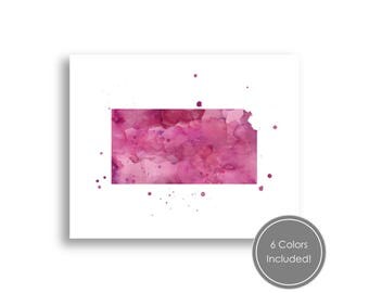 Kansas State Love Map Silhouette 8x10 Print Customized