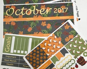 OCTOBER Monthly Kit Stickers for ECLP Fall Planner Autumn
