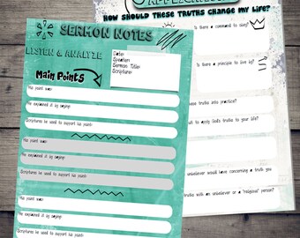 Sermon notes journal | Etsy