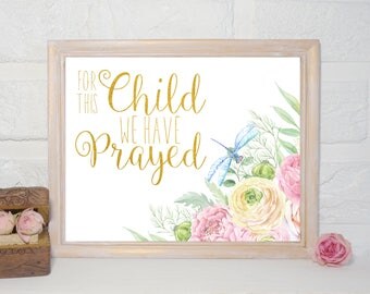 1 Samuel 1:27 I prayed for this child Damask Frame Shabby Chic
