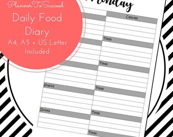 Daily Food Journal 3 Day Food Journal 7 Day Menu Planner