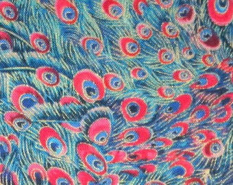 Peacock print fabric | Etsy