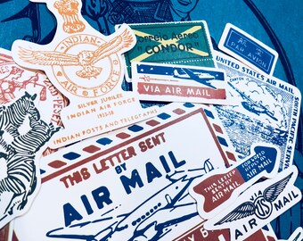 Air mail stickers | Etsy